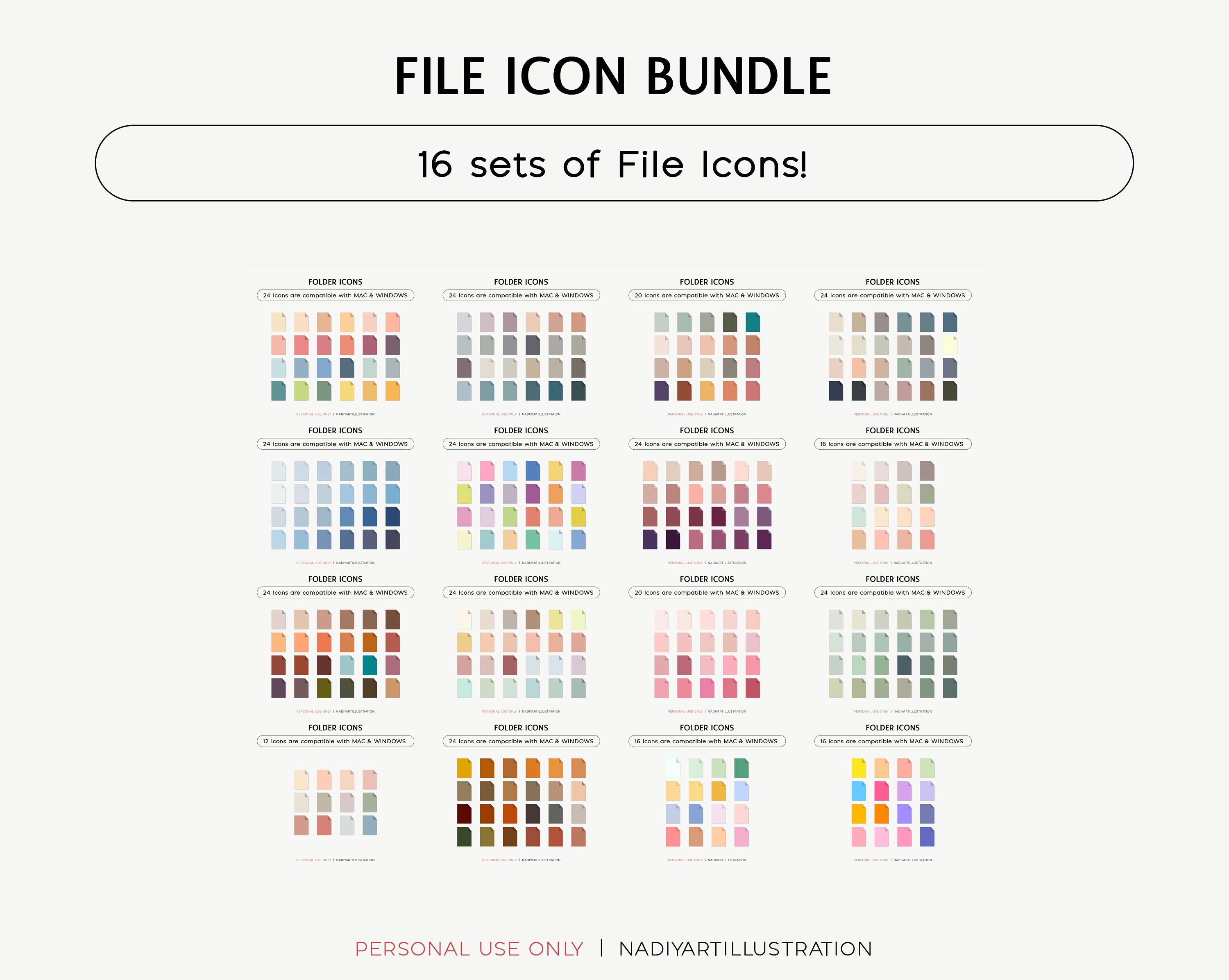 File Icons, Icon Set, Icon Pack, Icon Bundle, Desktop Icons Cute ...