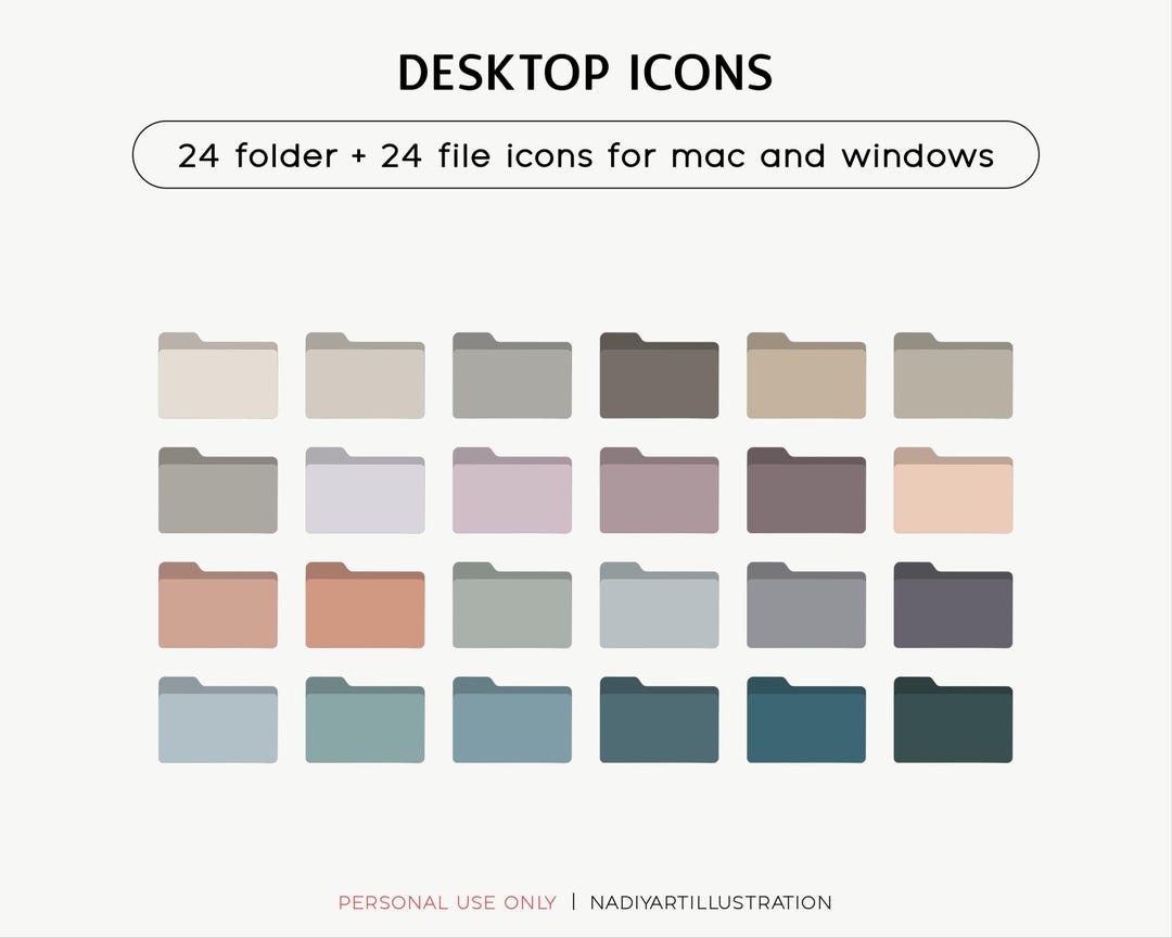 Set of Folder and File Icons, Desktop Icon for Mac and Windows ...