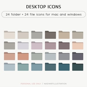 Set of Folder and File Icons, Desktop Icon for Mac and Windows ...