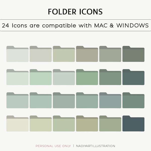 Sage Green Desktop Folder Icons - Etsy Norway