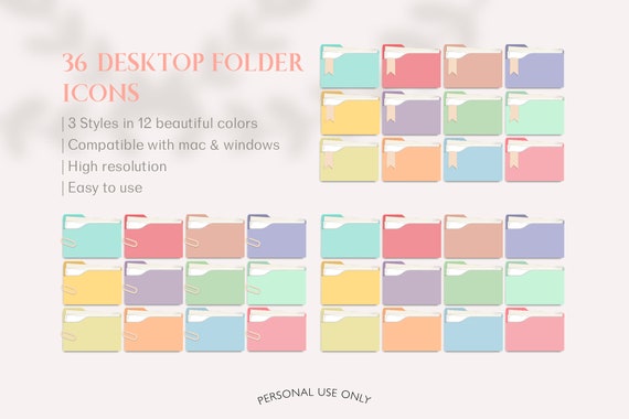 Mac Folder Icons Cute Icons Desktop Folder Icons Pastel - Etsy