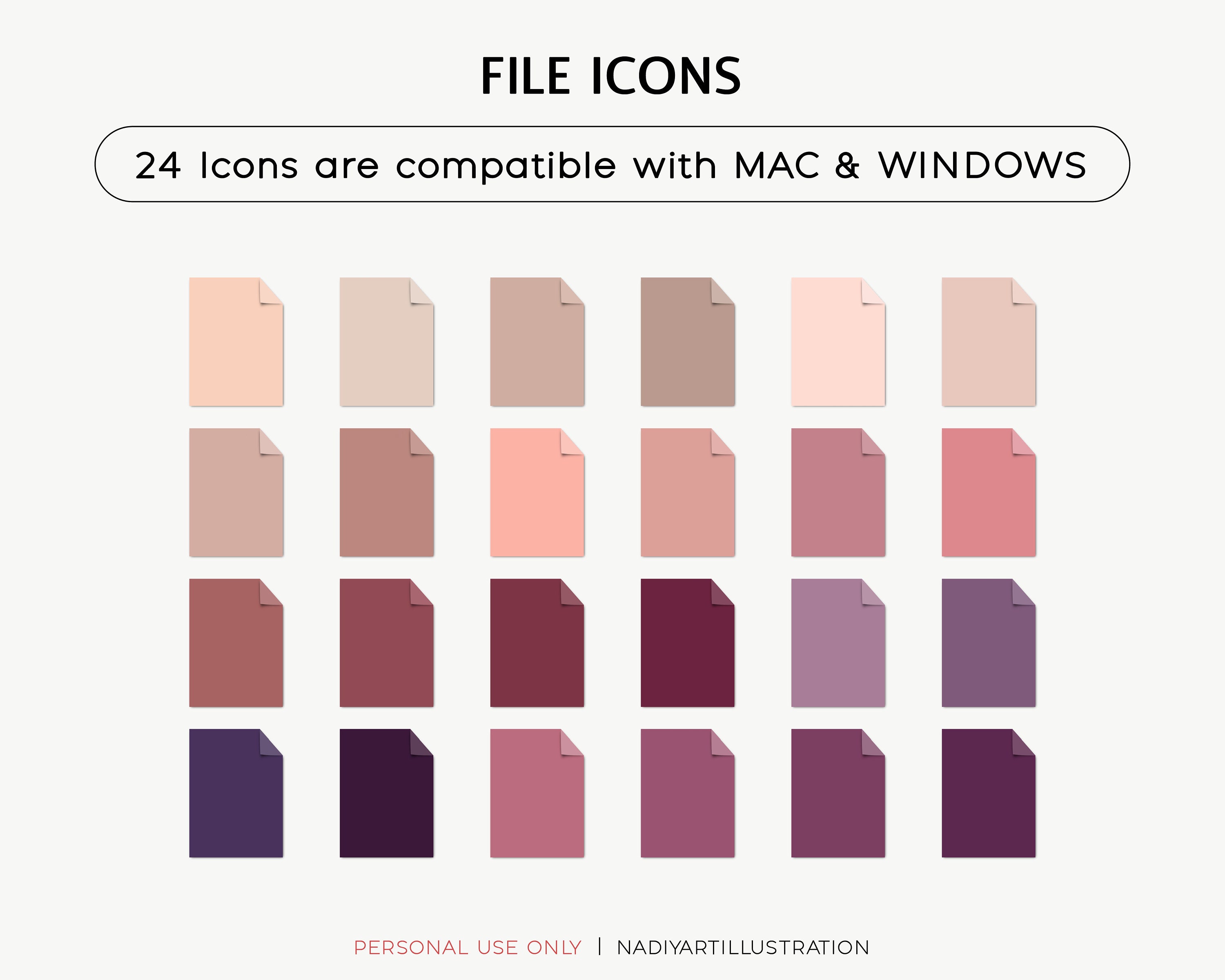 24 Desktop File Icons, Purple Icons, Windows Dekstop Icons, Digital ...