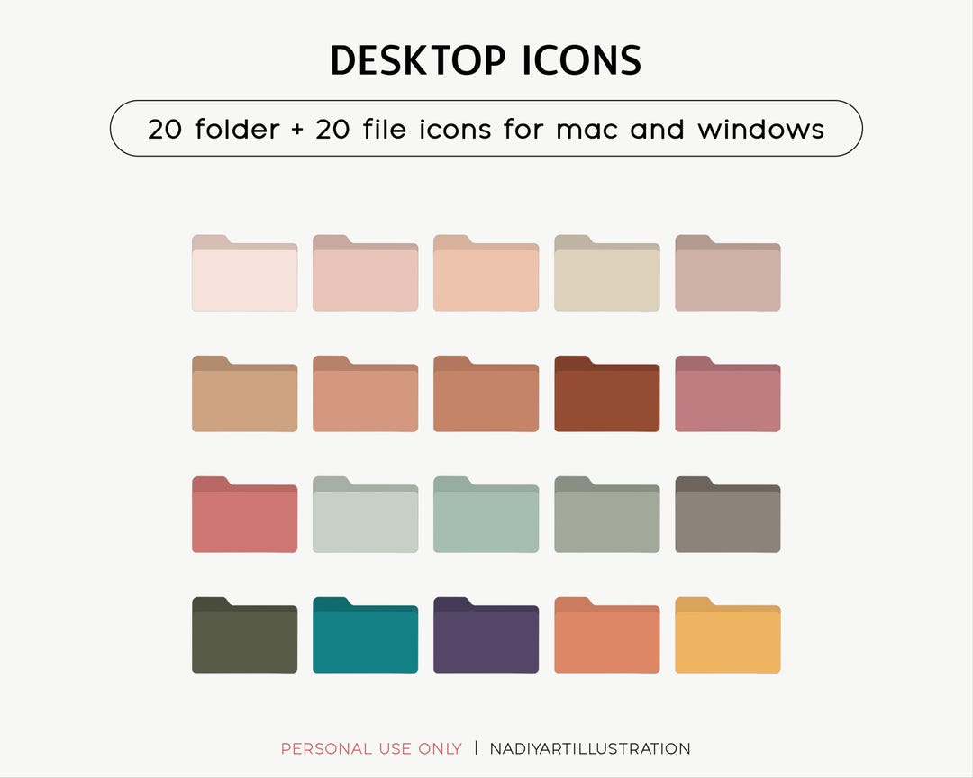 Minimalist Icons Pack, Folder File Bundle, Windows Desktop Icons ...