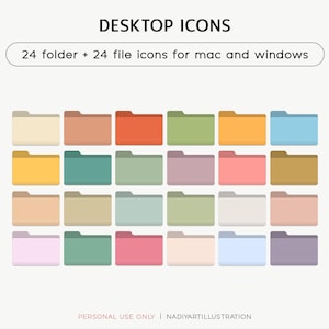 Colorful File Folder Icons for Mac & Windows Desktop - Etsy