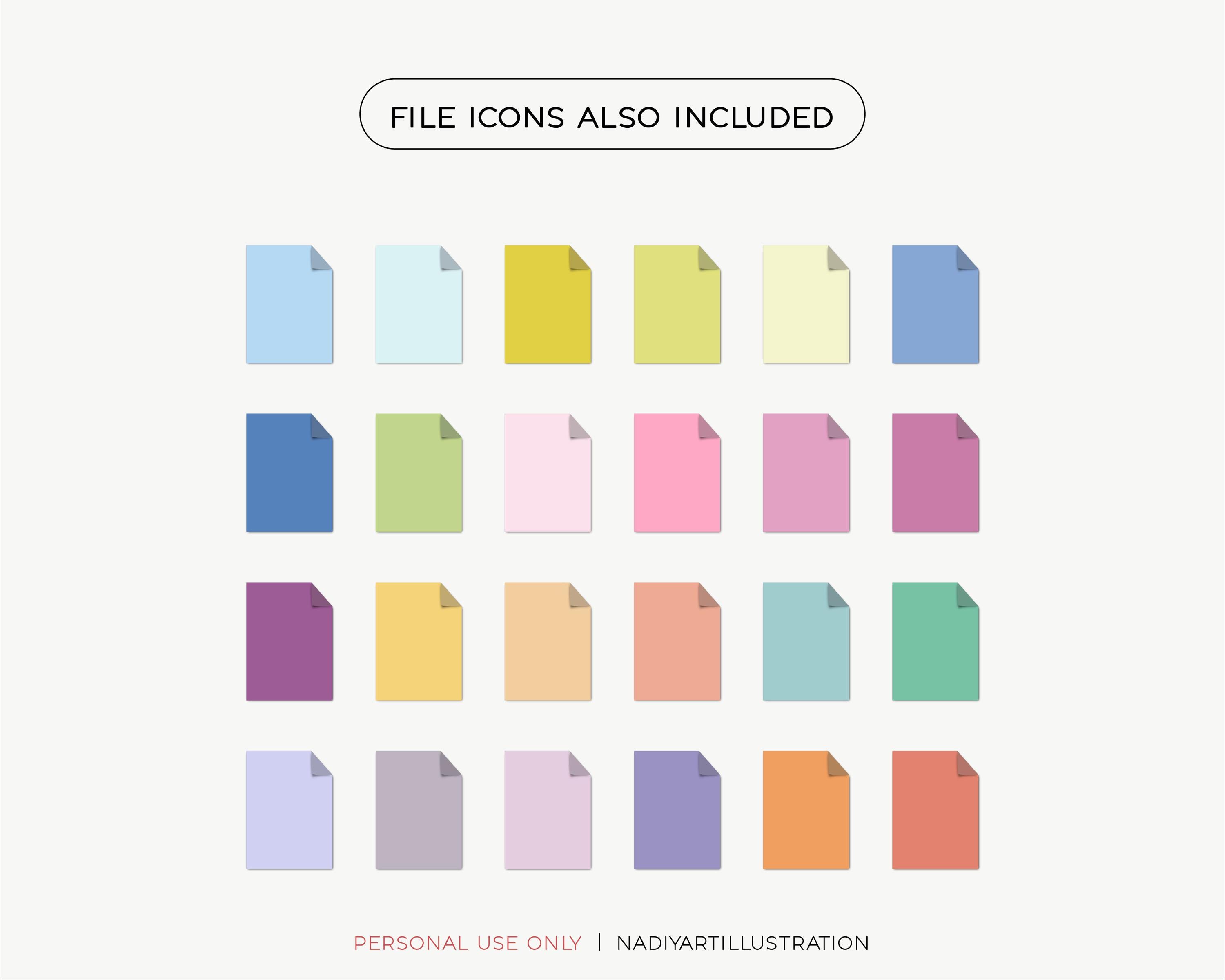 Colored File and Folder Icons for MacBook and PC, Desktop Icon Pack - Etsy