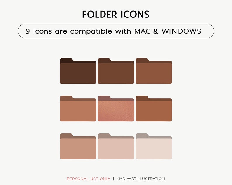 Brown Folder Icons, Folder Icons for Mac, Windows Dektop Organizer - Etsy