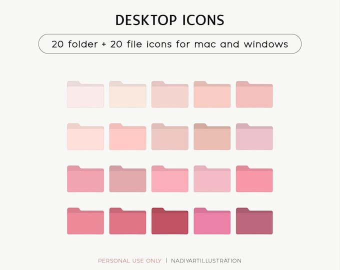 Pink Desktop Folder Icons: Minimal Mac & Windows (digital Download ...