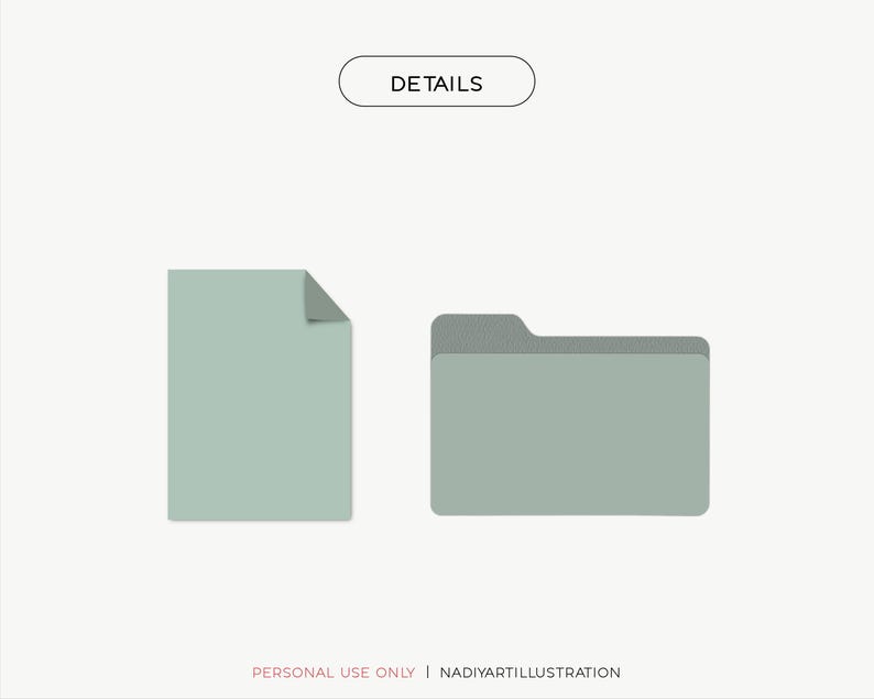 Set of File and Folder Icons, Sage Green File Icon, Green Desktop Icons ...