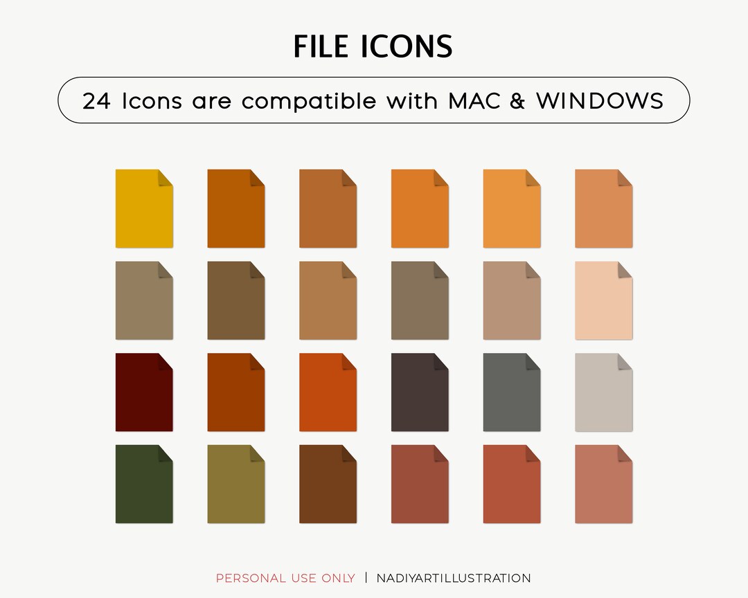 Digital File Icon for Desktop, File Icon Pack Mac Desktop, Icon Set ...