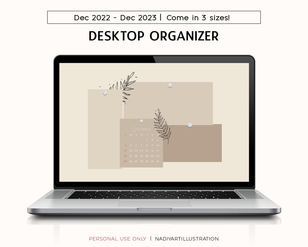 Desktop Organizer Wallpaper 2022 2023 Wallpaper Calendar - Etsy