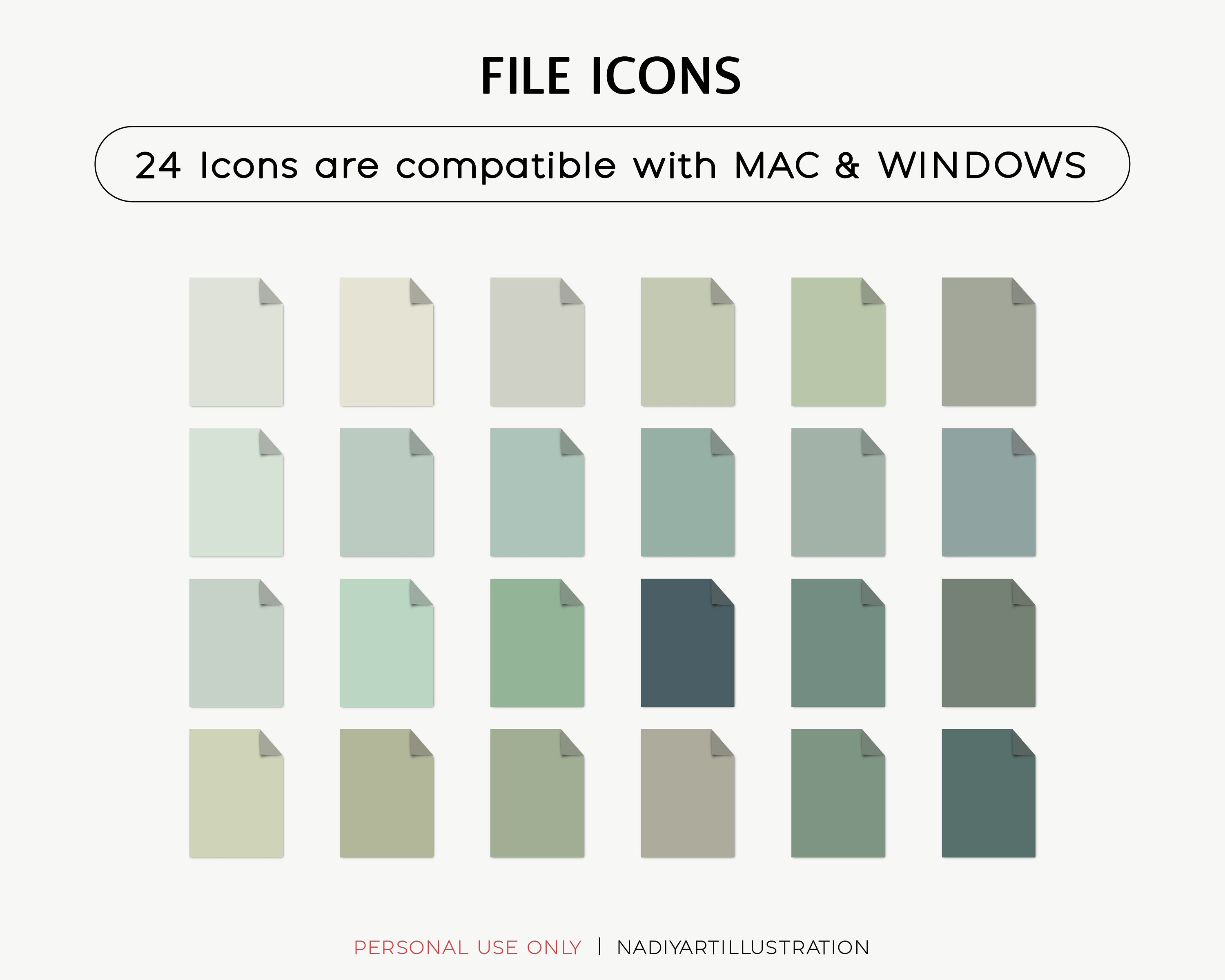 File Icons, Simple Icons, Sage Green Color Palette, Digital Icons ...