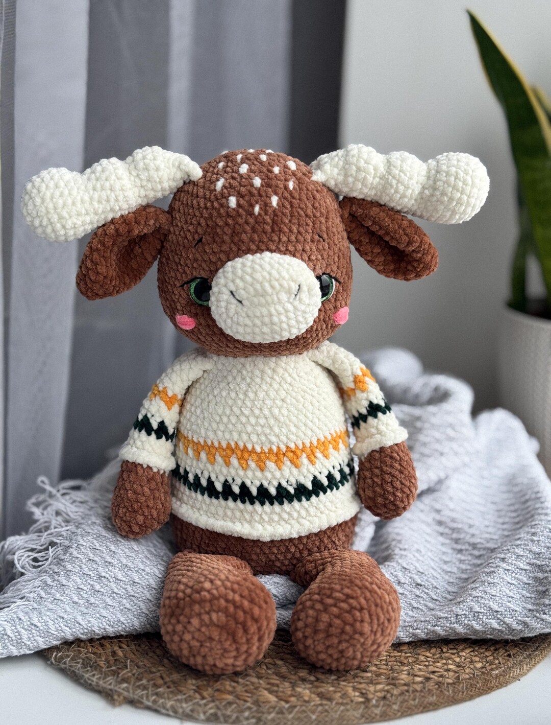 Knitted Moose, Crochet Moose, Plush Moose, Large Moose, Toy Moose ...