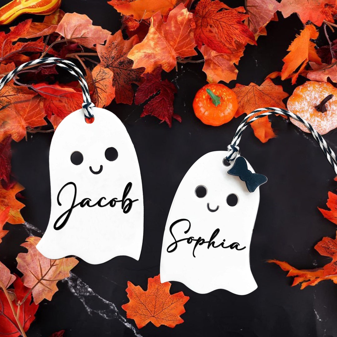 Personalized Name Ghost Tag Custom Basket Tags Halloween - Etsy