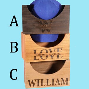 Personalized Hat Box, Gift for Him, Engraved Name, Wooden Hat Holder ...