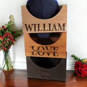 Personalized Hat Box, Gift for Him, Engraved Name, Wooden Hat Holder ...