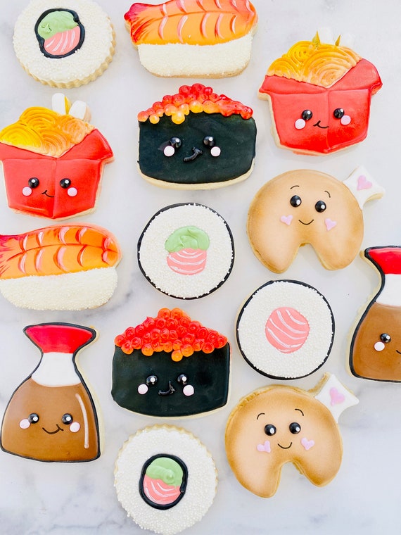 Sushi Time Decorated Cookies Soy Sauce Salmon Roll Fried | Etsy