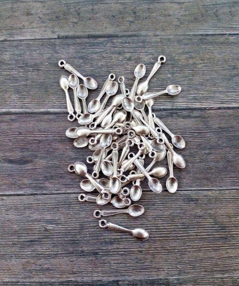 Bulk Silver Spoon Charms, 25mm Spoon Pendant, 30pcs - Etsy