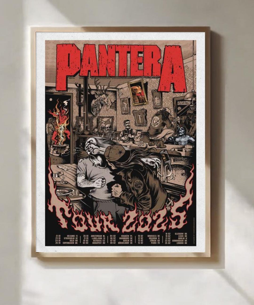 Pantera 2025 Tour Poster Official Metal Concert Art Print Rock Band ...