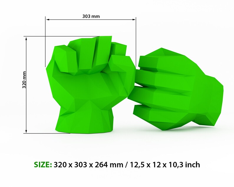 Papercraft PDF Hulk Hands 3D Origami Paper Craft DIY Kit | Etsy