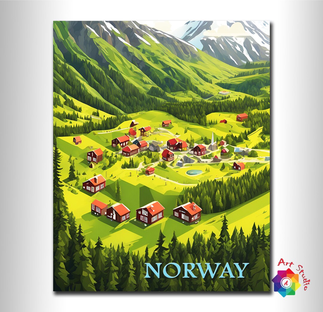 TROMSO Mount Ulriken VINTAGE Print Fjords Birthday Gift Floyen Mountain ...