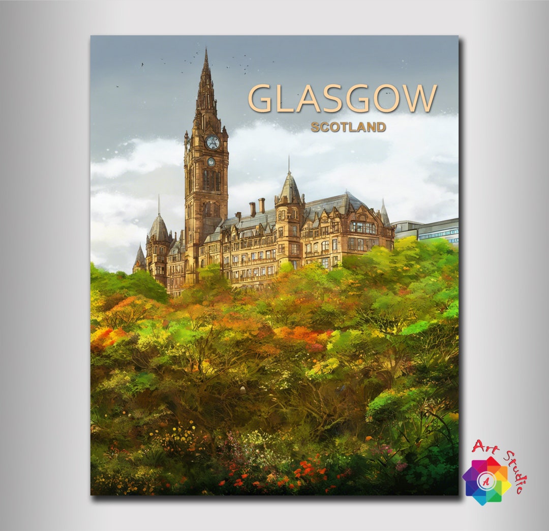 Glasgow Travel Print, GLASGOW SCOTLAND Wedding Gift, Travel Poster ...
