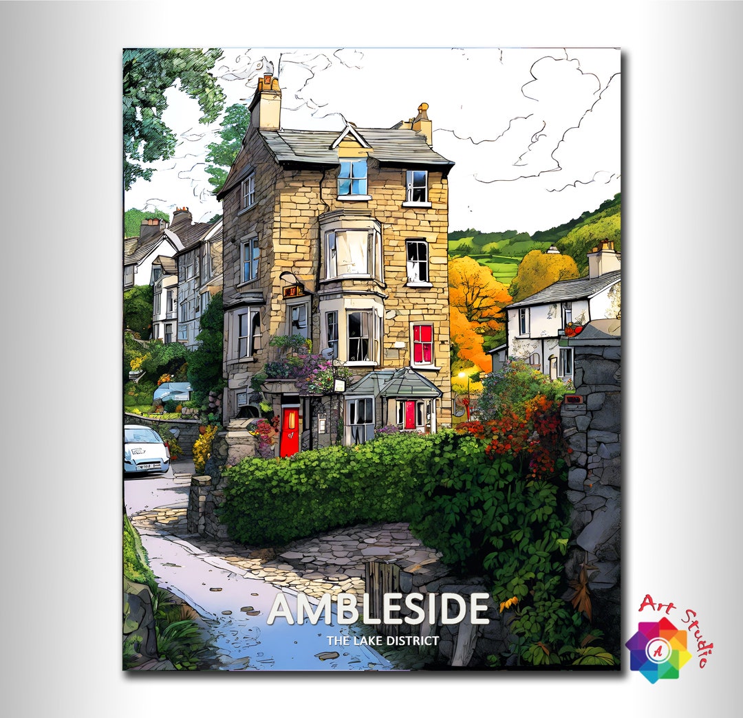 Travel Poster AMBLESIDE England, Art Large Poster, Travel Print Vintage ...