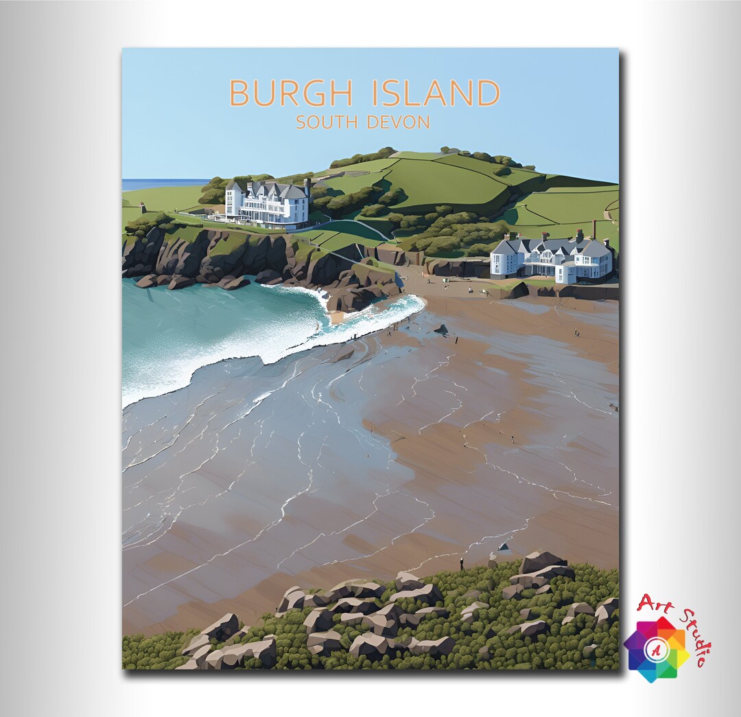 Devon Travel Print, Vintage Wall Art Print, Wedding Gift, Bigbury on ...