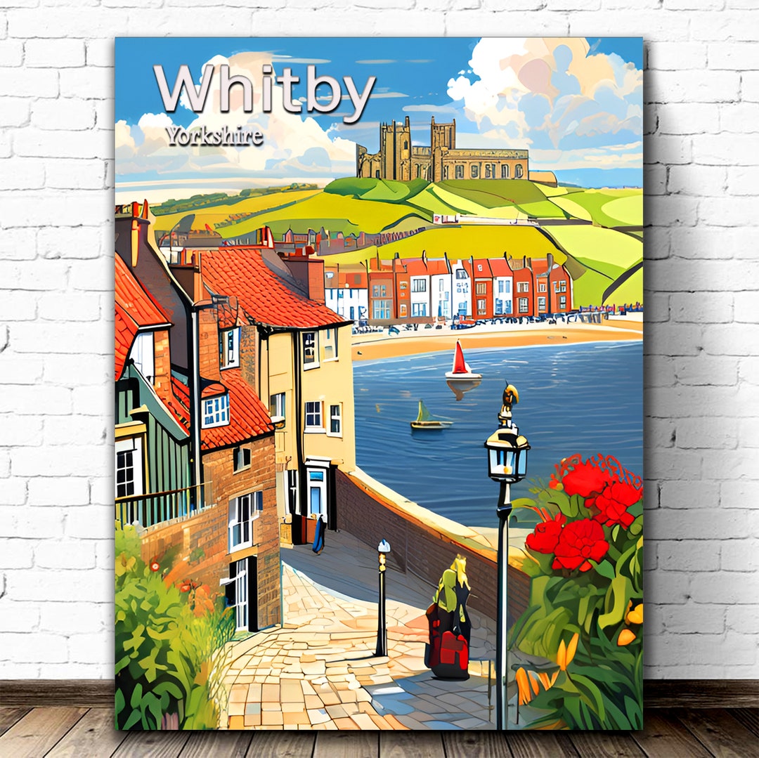 Yorkshire Whitby Travel Print Art Lover Gift Whitby Harbour Poster ...