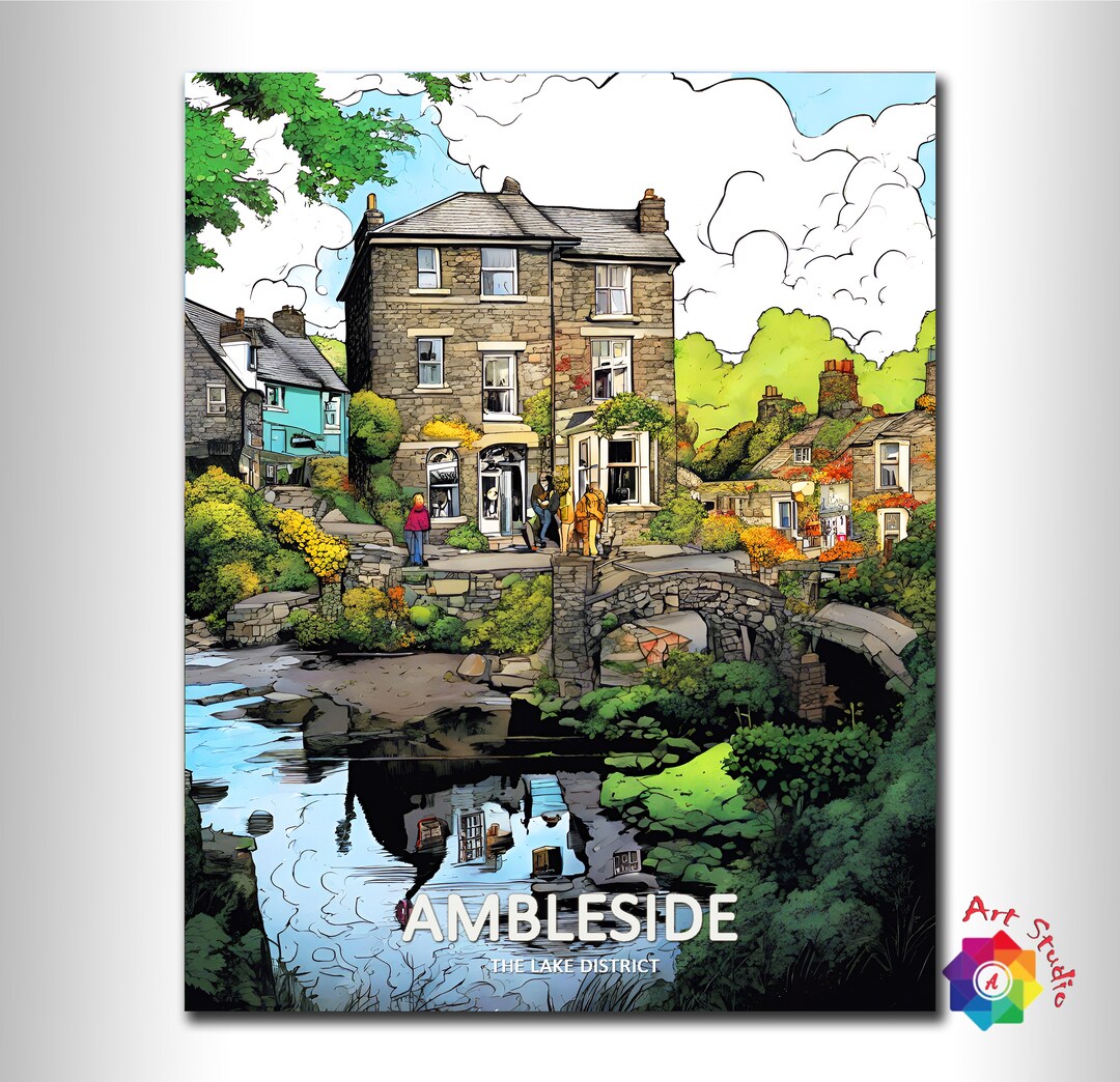 Art Large Poster, Travel Poster AMBLESIDE England, Travel Print Vintage ...