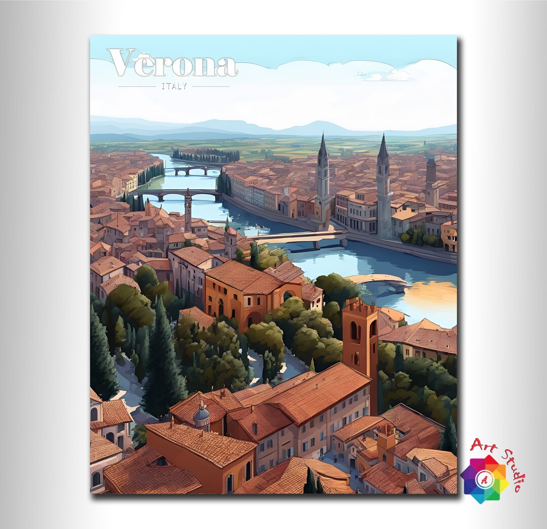 Poster Verona Italy, Travel Print, WEDDING Gift VINTAGE Travel Print ...