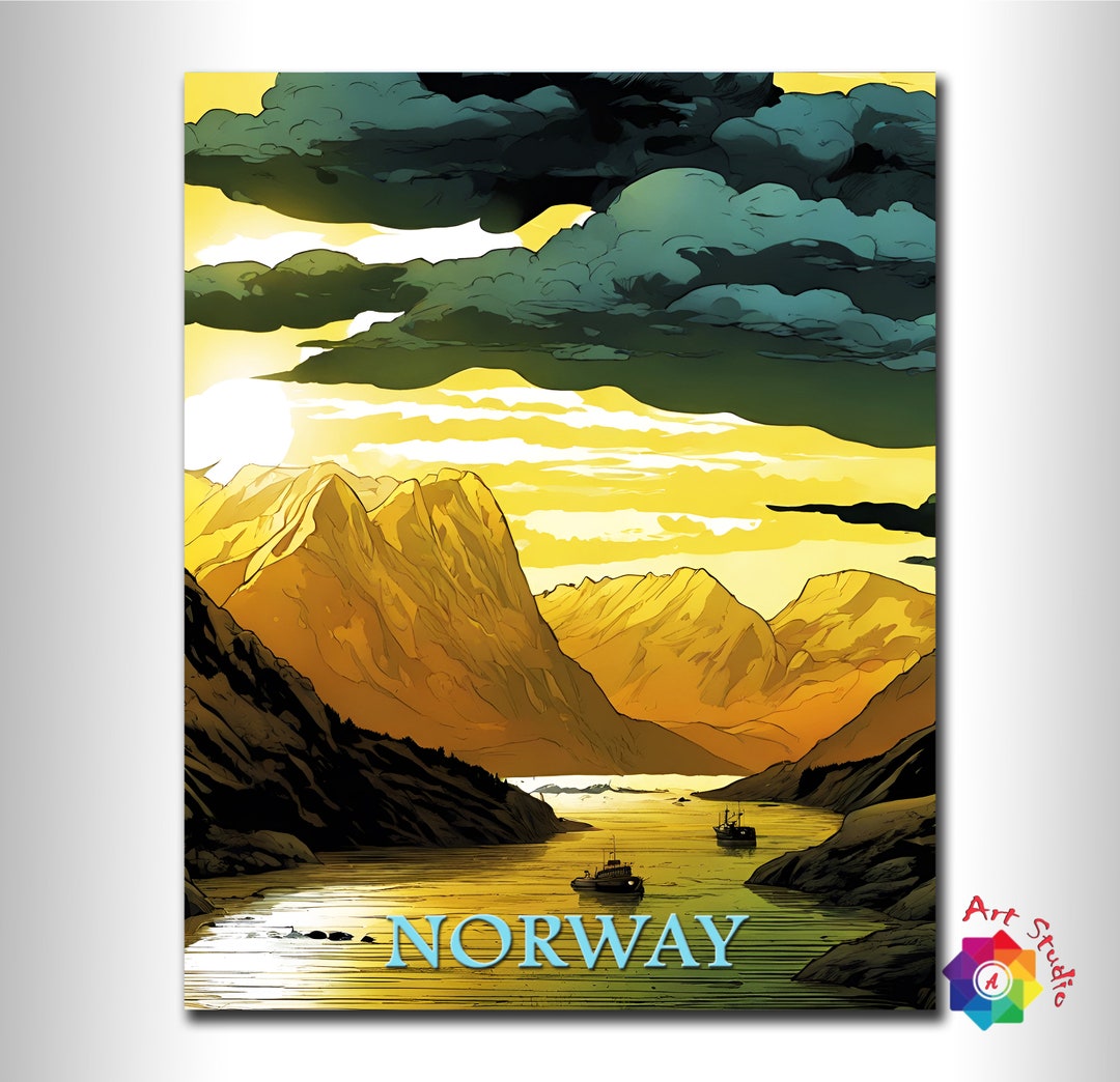 NORWAY Tromso Mount Ulriken VINTAGE Print BERGEN Floibanen Print ...