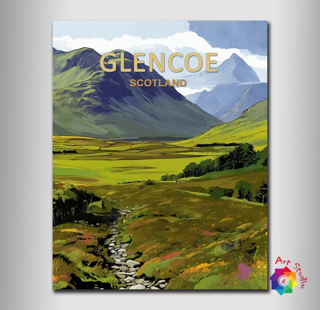 National Park Travel Poster, GLENCOE Art Print,scotland's Great Trails ...