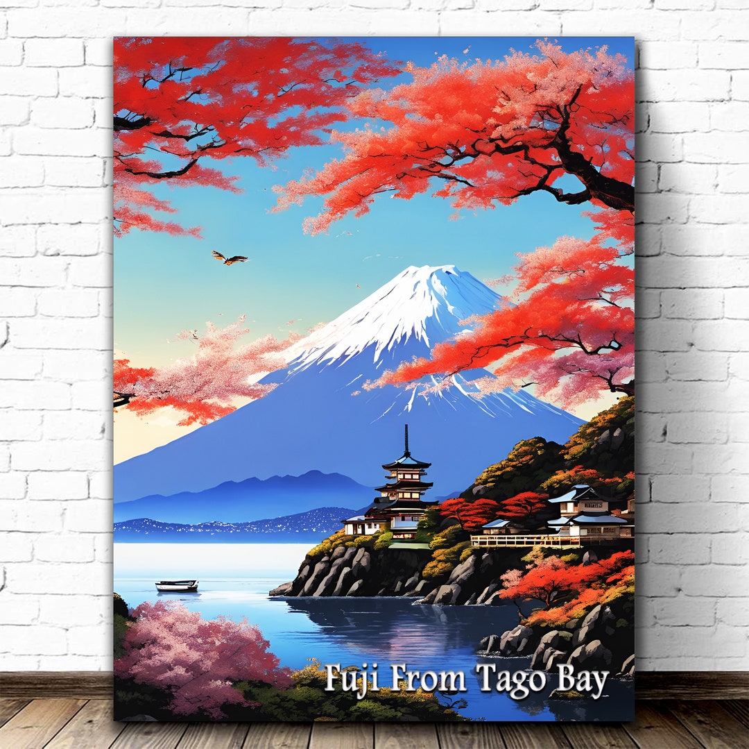 Edo Period Japanese Print Japan Wall Art Mount Fuji Lake Kawaguchi ...