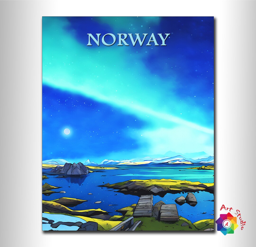 Northern Norway Tromso Norwegian Fjords Wedding Gift Arctic Sky VINTAGE ...
