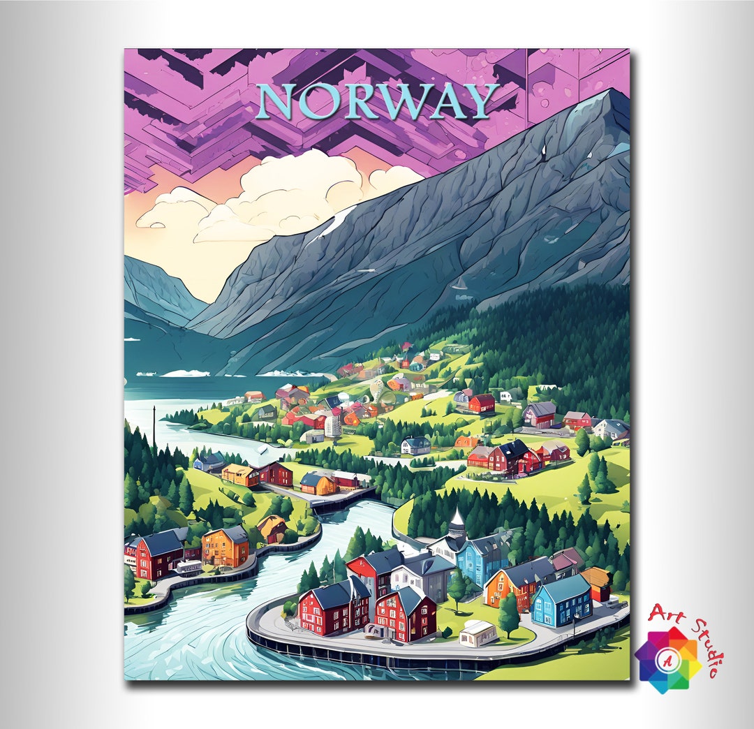NORWAY VINTAGE Gift TROMSO Floyen Mountain Aurora Borealis Northern ...