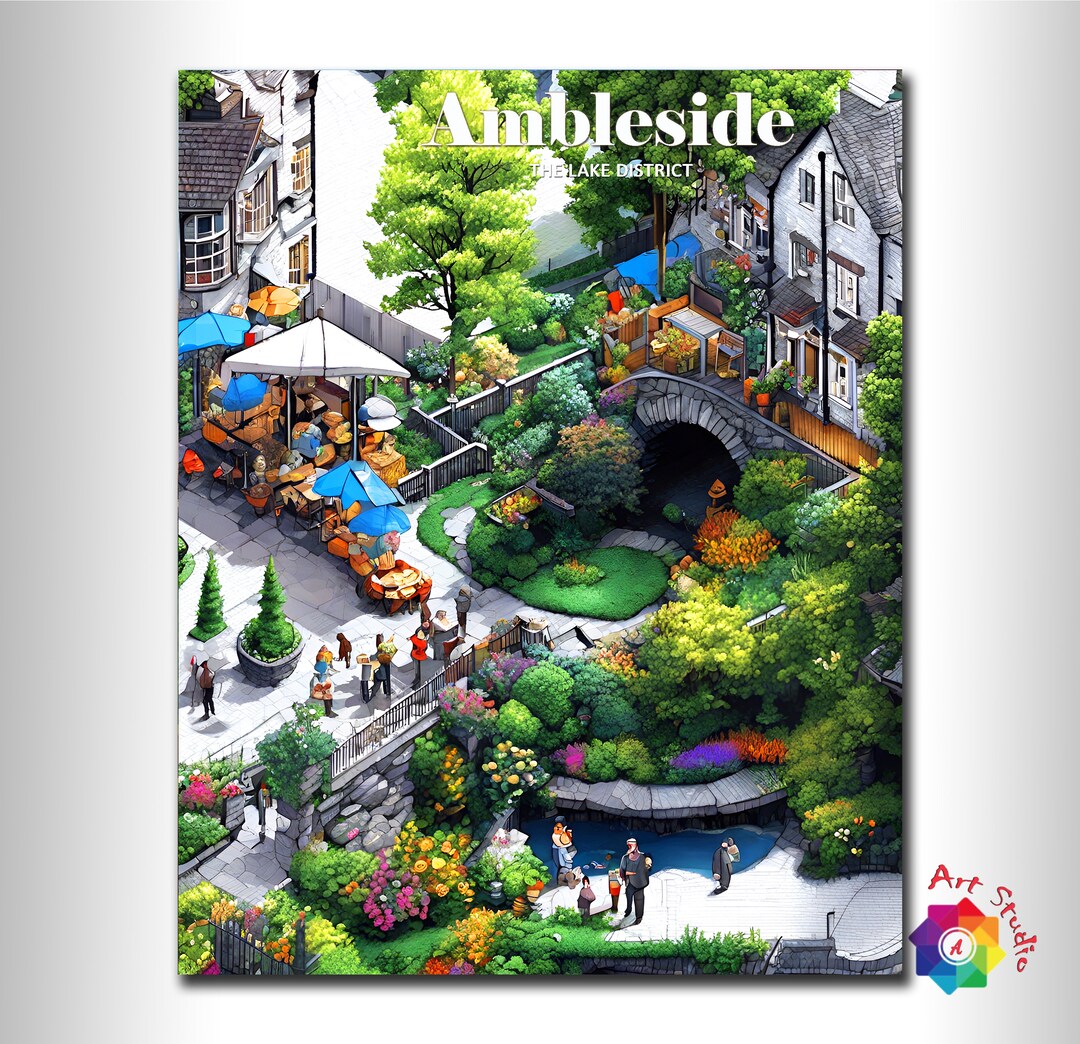 England Travel Poster, BIRTHDAY Present AMBLESIDE, Travel Print WEDDING ...