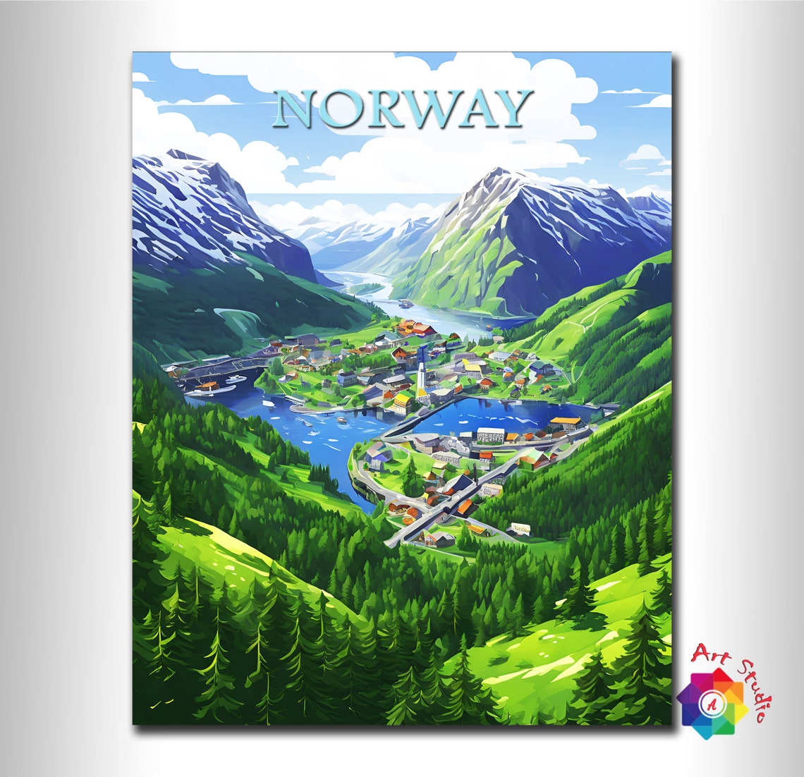 Norwegian Fjords Bergen Wedding Gift NORWAY Floibanen VINTAGE Gift ...