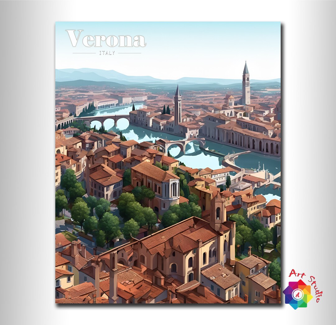 Poster Verona Italy, WEDDING Gift VINTAGE Travel Print, Verona Artwork ...
