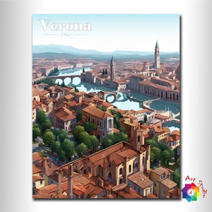 Poster Verona Italy, WEDDING Gift VINTAGE Travel Print, Verona Artwork ...