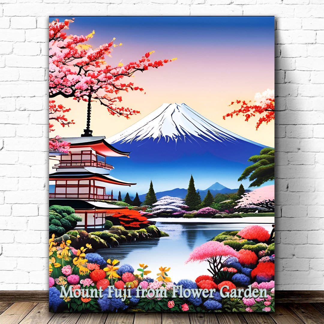 Kawaguchi Flower Garden JAPAN Mount Fuji TAGO Bay Wall Art Edo Period ...