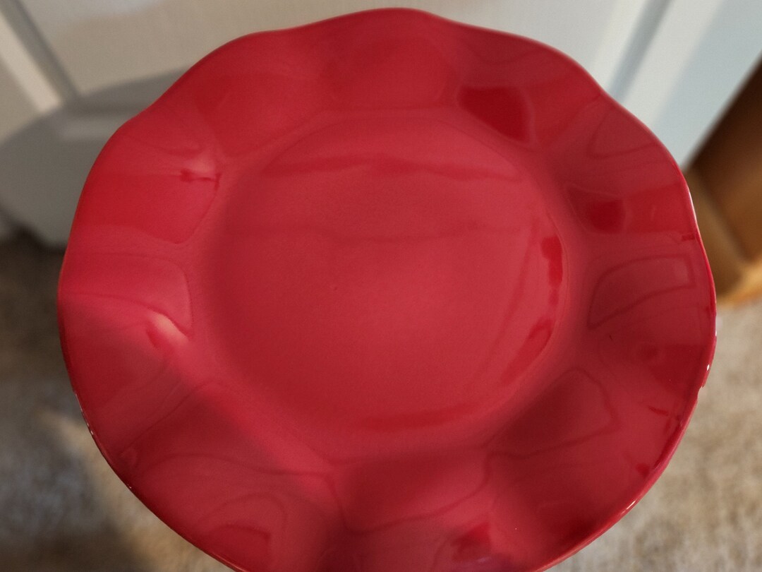 Large Ruffle Edge Red Cake Stand - Etsy