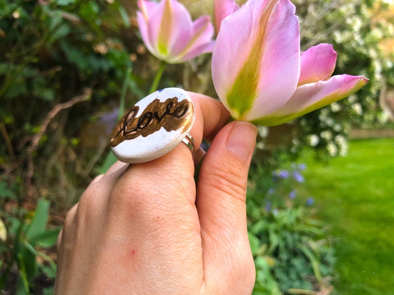 Handmade Ceramic Love Ring Adjustable - Etsy