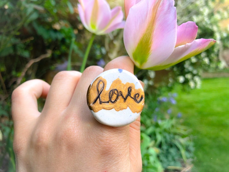 Handmade Ceramic Love Ring Adjustable - Etsy
