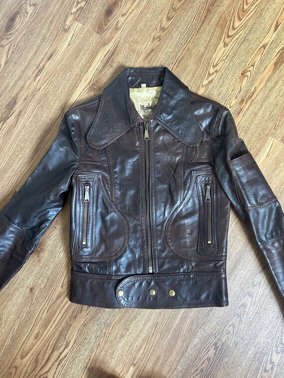 70s musical instruments style leather jacket - Gem