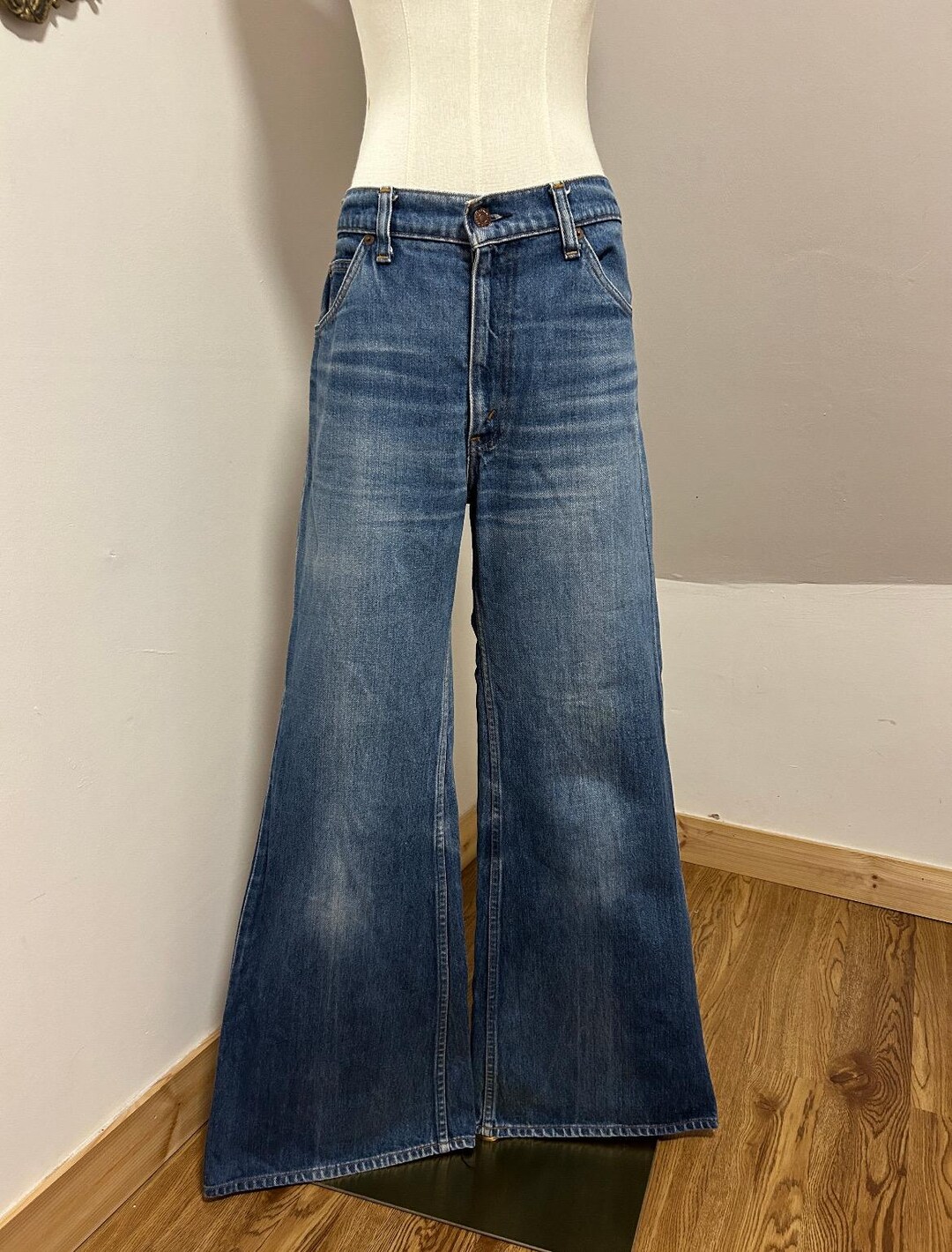 1970s Orange Tab Levi Flares Rare Dark Wash - Etsy