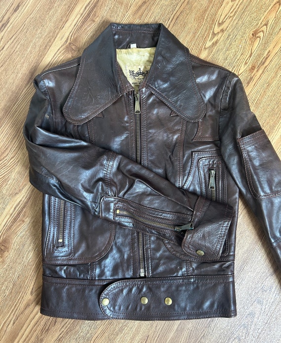 70s musical instruments style leather jacket - Gem