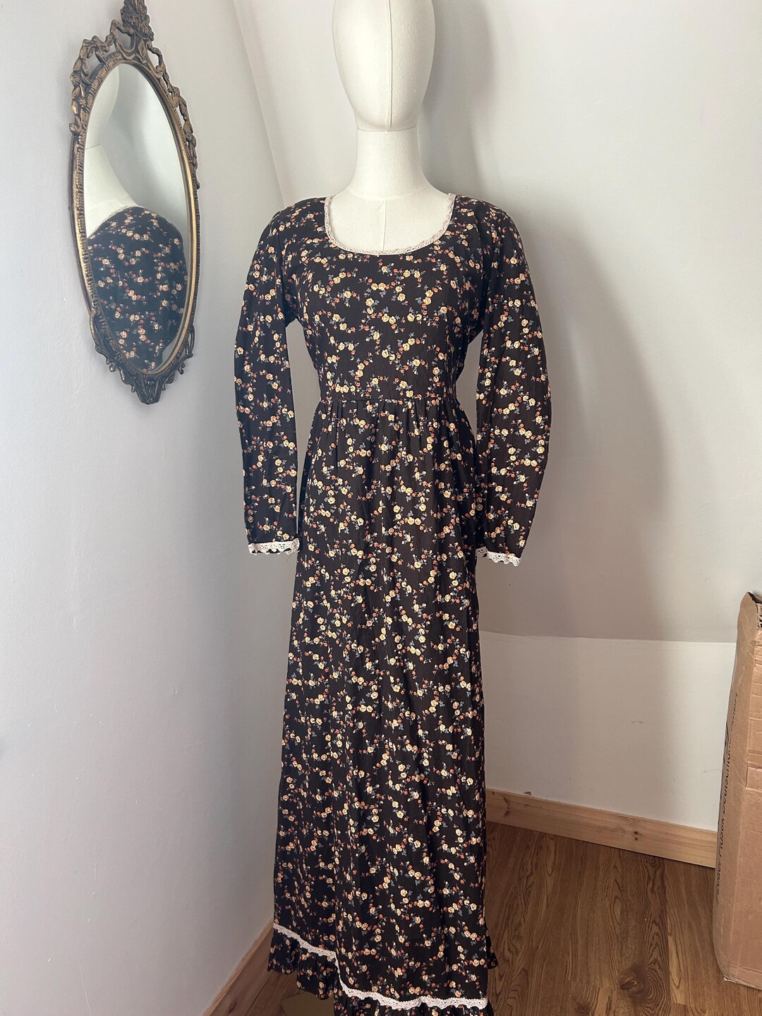 1970s Angela Gore Maxi Dress Prairie - Etsy