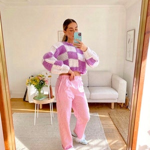 Klaudia Checkered Jumper Pattern as Worn by Billie Piper and Featured ...