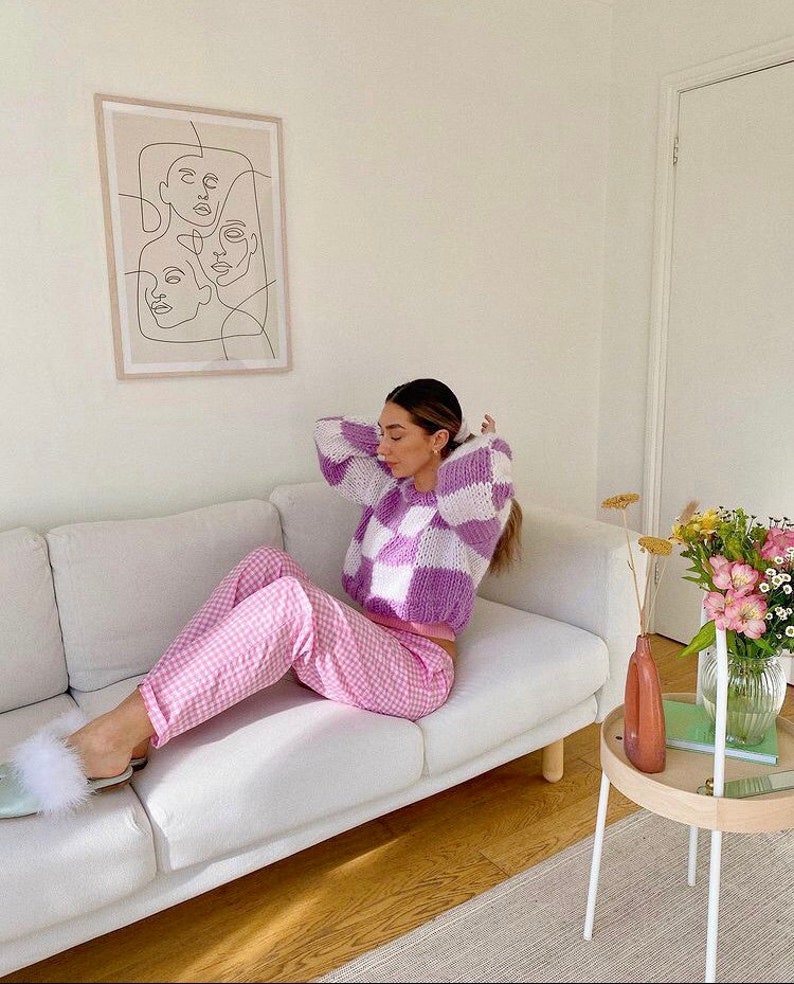 Klaudia Checkered Jumper Pattern as Worn by Billie Piper and - Etsy