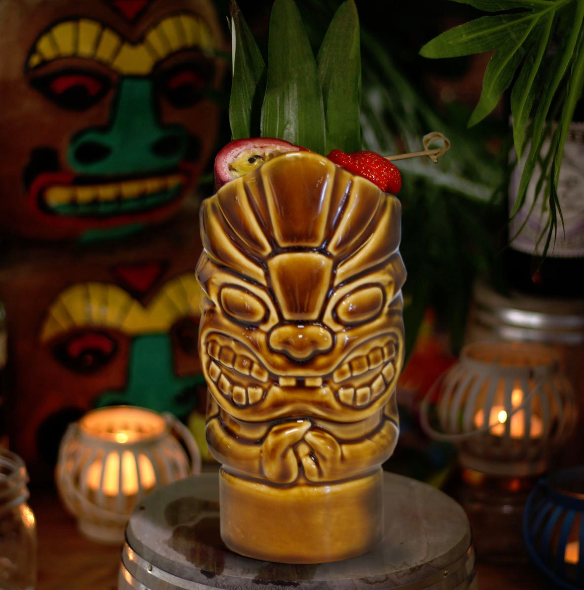 Tiki Cocktail Mugs Aztec Man Island Man Parrot & Coconut - Etsy UK